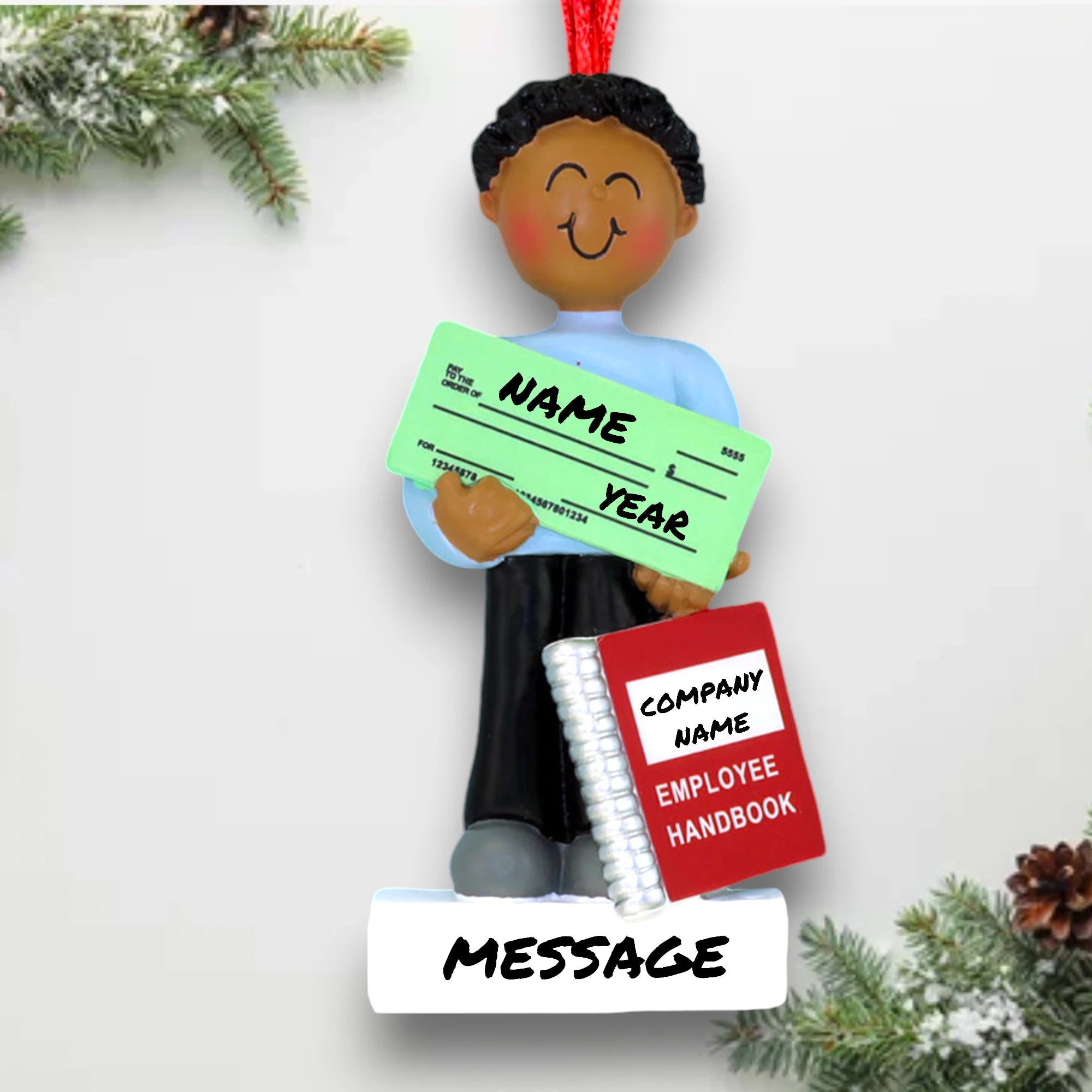 Personalized African American Male First New Job Christmas Ornament ...
