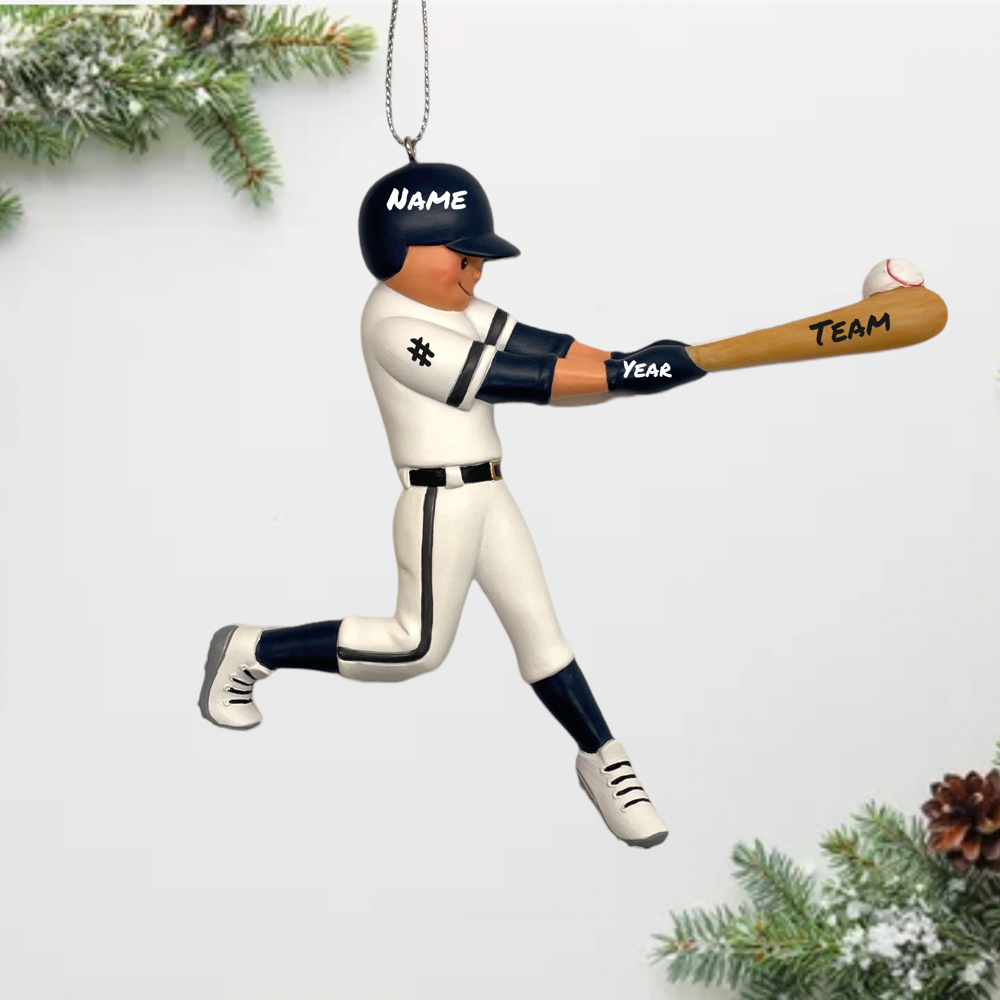 Custom Navy Baseball Player Ornament – Personalized Sports Christmas ...